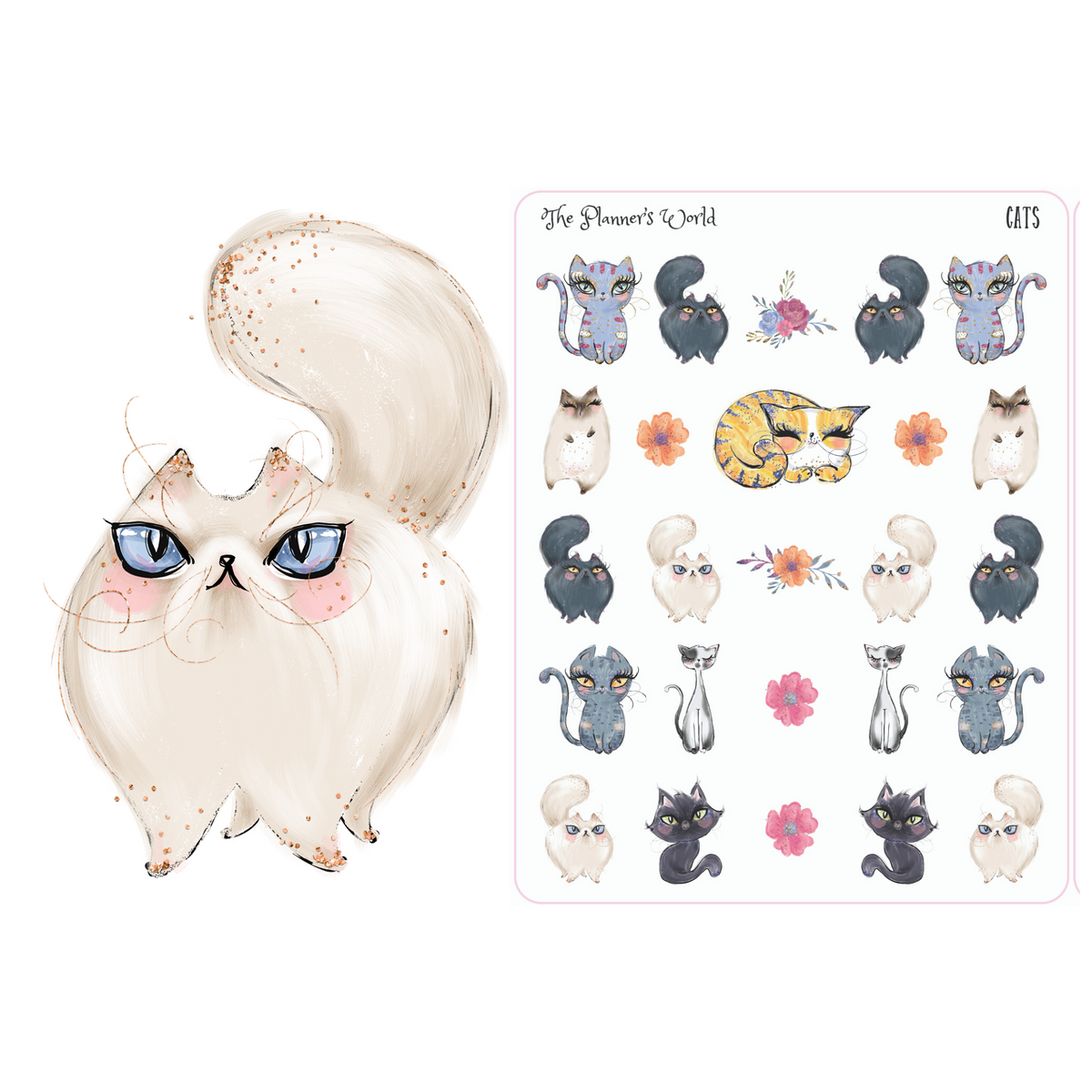 Cute Cat Planner Stickers - Assorted Cats - Perfect for Planners, Bull ...