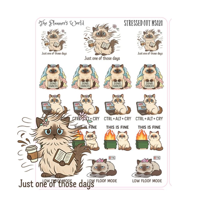 Cute Cat Planner Stickers - Stressed Out Floofs – The Planner's World