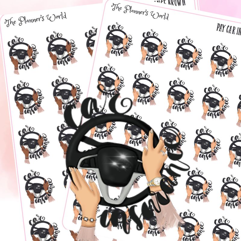 Car Insurance Bill Stickers - Financial Budget Script Planner Stickers ...