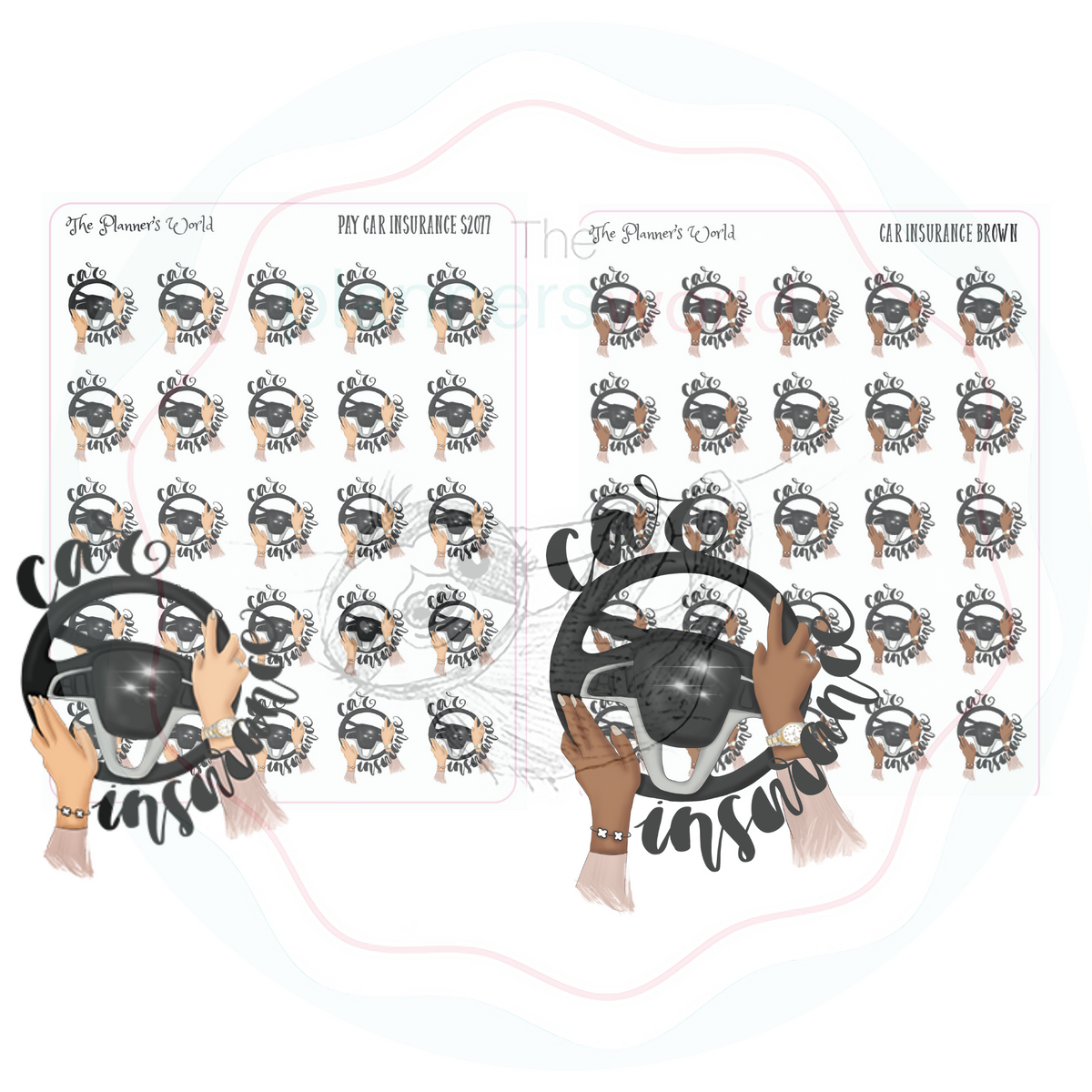 Car Insurance Stickers - Financial Budget Script Planner Stickers – The ...